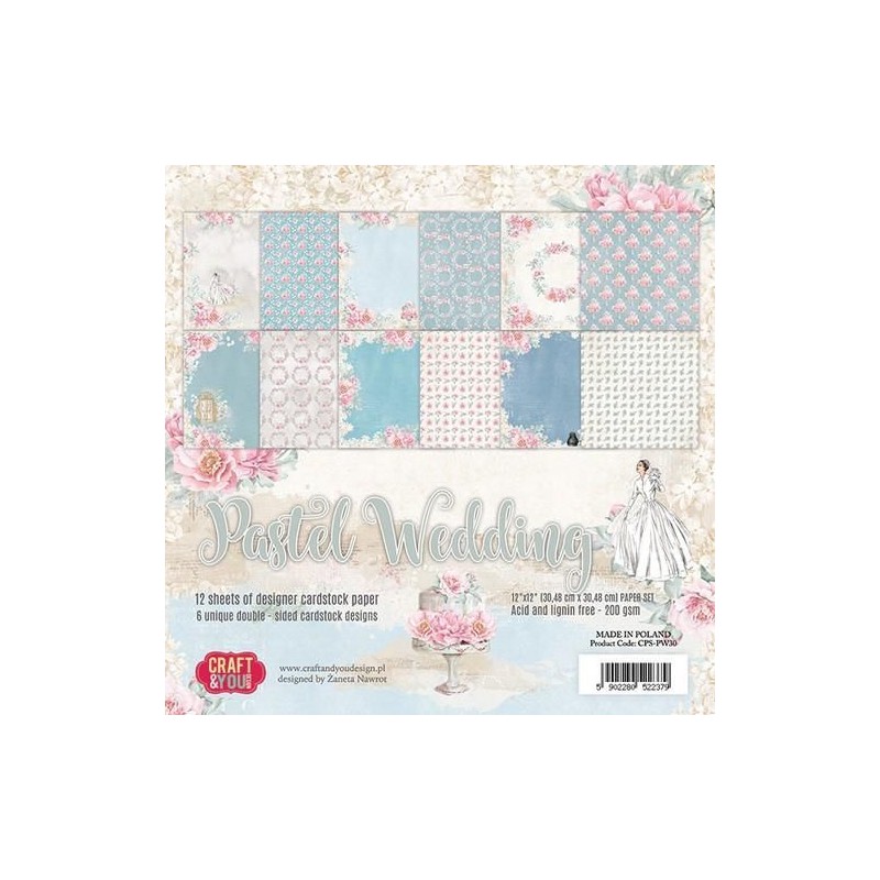 Craft&You Pastel Wedding Big Paper Set 12x12 12 vel