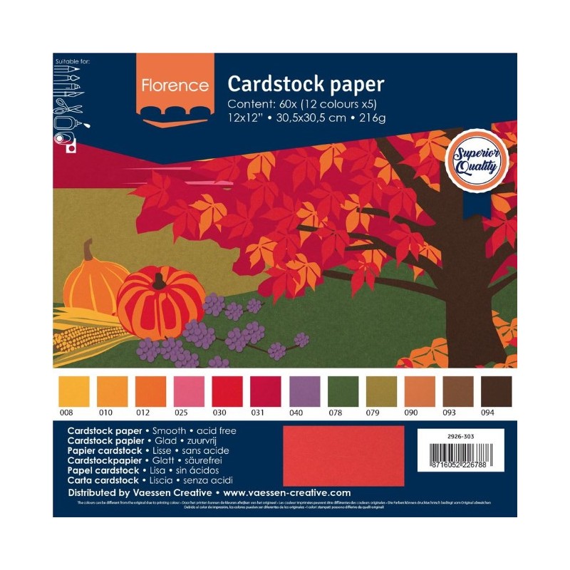 Florence • Cardstock Paper Smooth 30,5x30,5cm 12x5 Autumn
