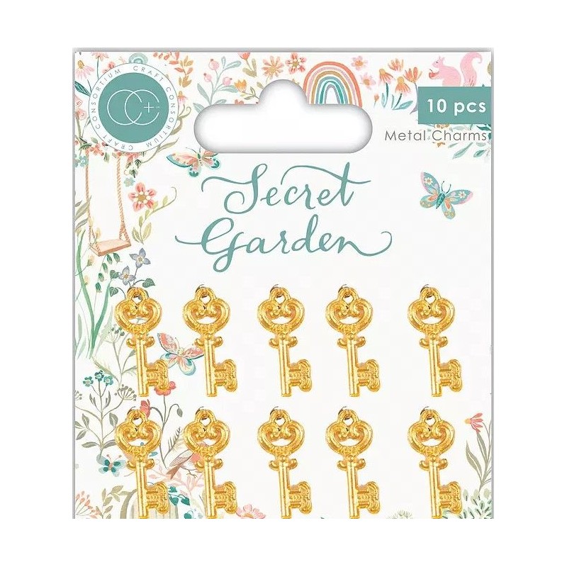 Craft creations Secret Garden - Gold Metal Key Charms