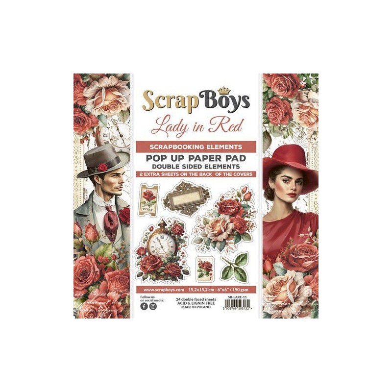 Scrapboys POP UP Paperpad double sided elements - Lady in Red LARE-11 ...
