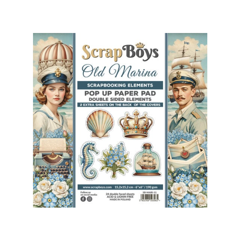 ScrapBoys Old Marina 6x6 Inch Pop Up Paper Pad SB-MARI-11