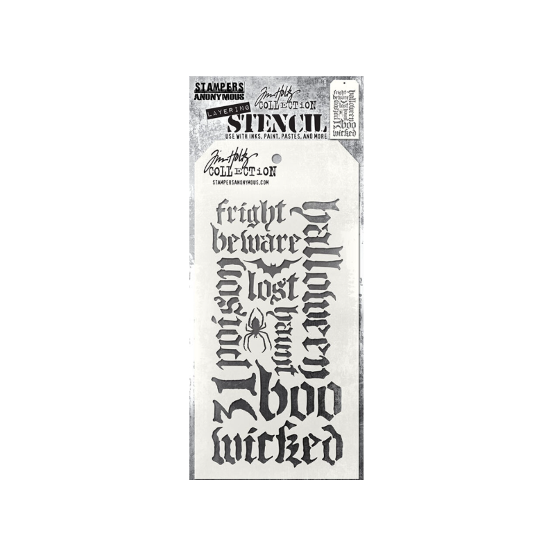 Stampers Anonymous Halloween Script Tim Holtz Layering Stencil (THS063)