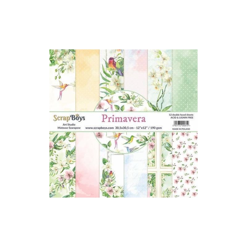 ScrapBoys Primavera paperset 12 vl+cut out elements-DZ 190gr 30,5cmx30,5cm